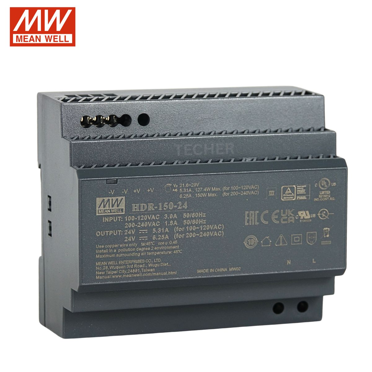 HDR-150-24 | MEAN WELL DIN Rail Switching Power Supply 24V 6.2A 150W [3Y] - เทคเชอร์ :: สวิทชิ่ง ...