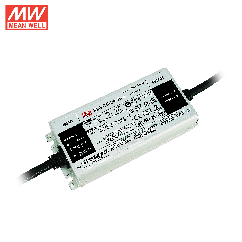 MEAN WELL XLG-75-24-A Constant Current + Constant Voltage LED Driver 75W 24V 3.1A IP67 [5Y ...