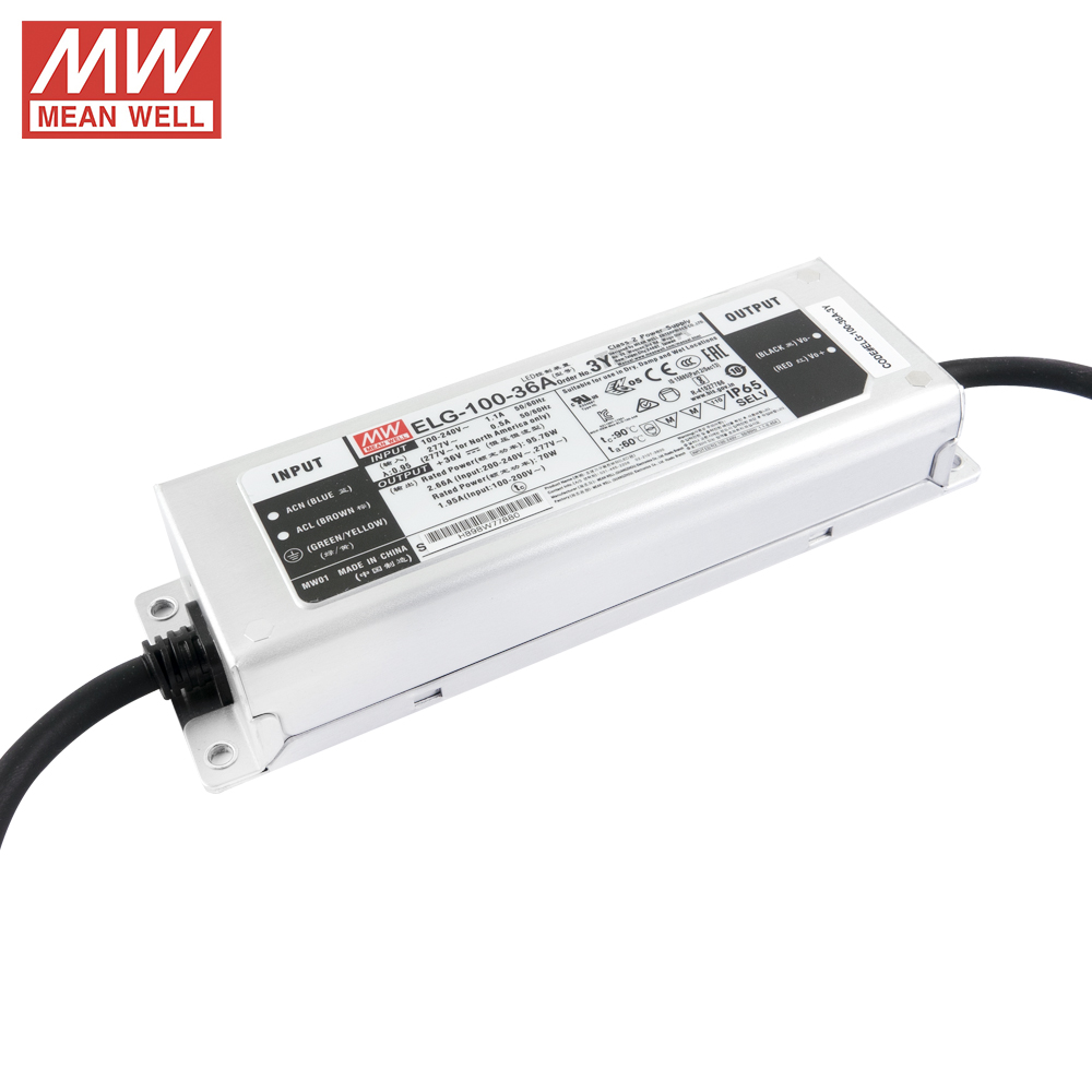 MEAN WELL ELG-100-36A-3Y Constant Current + Constant Voltage LED Driver 100W 36V 2.66A IP65 ...