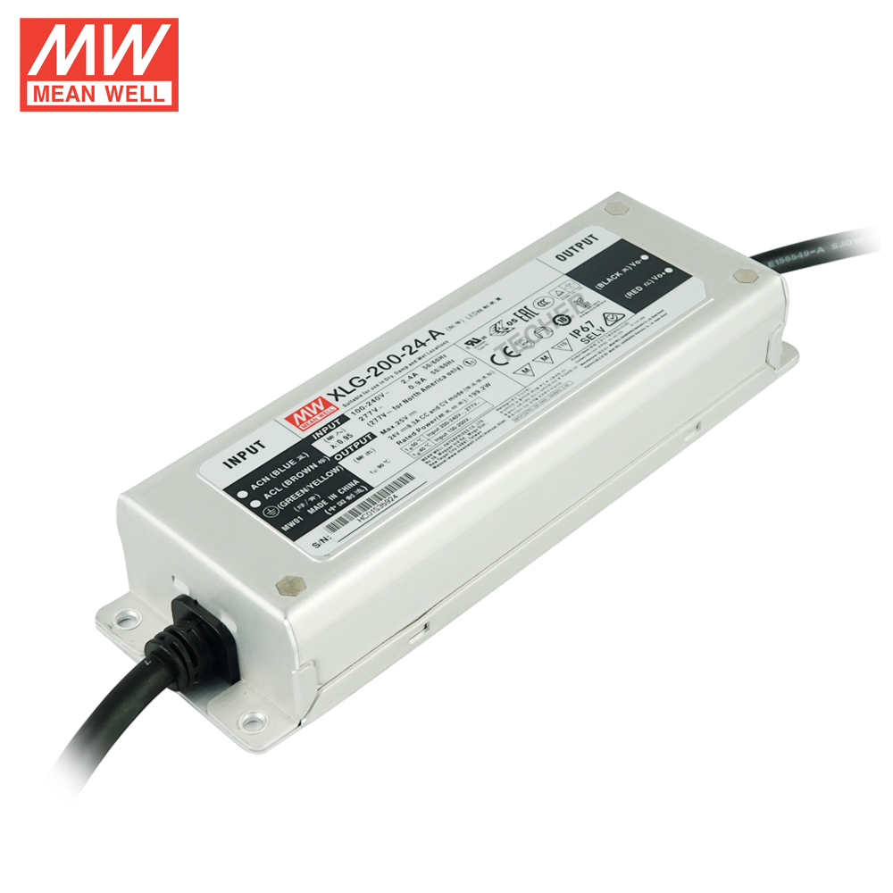 MEAN WELL XLG-200-24-A Constant Current + Constant Voltage LED Driver 200W 24V 8.3A IP67 [5Y ...